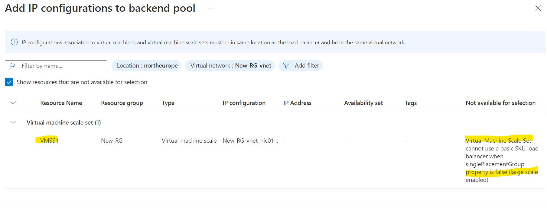 Azure Basic Load Balancer Fails To Add A Vm Scale Set As Backend Pool