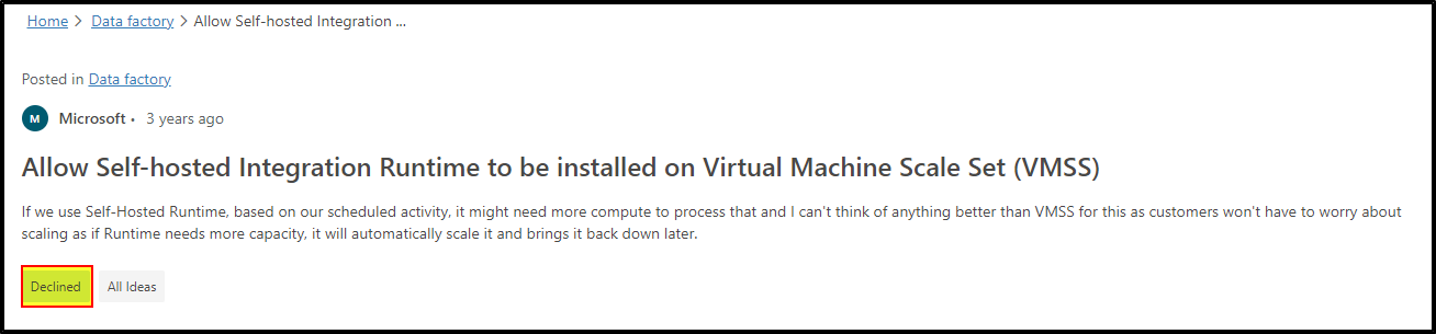 Can we install SHIR on Virtual Mahine Scale set? Is it supported, if ... Can we install SHIR on Virtual Mahine Scale set? Is it supported, if ...