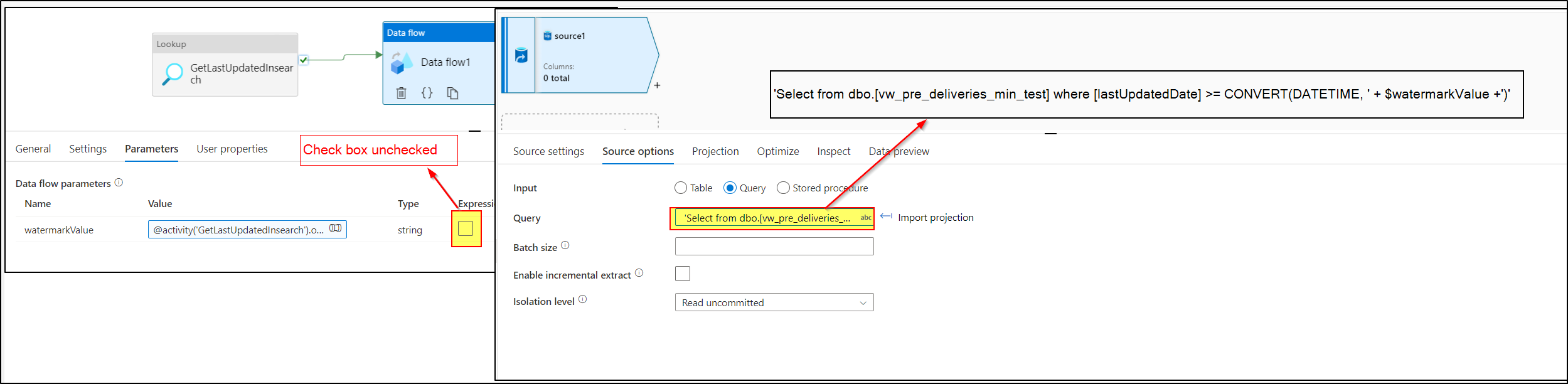 Pass Result From Look Up Activity In A Azure Data Pipeline To Dataflow Microsoft Qanda