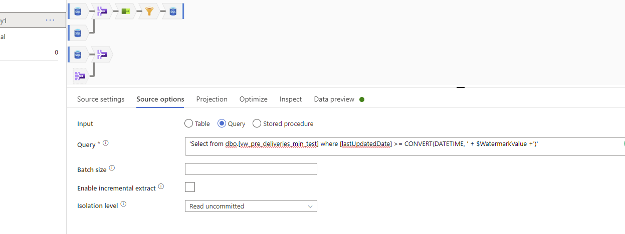 Pass result from look up activity in a Azure data pipeline to dataflow - Microsoft Q&A