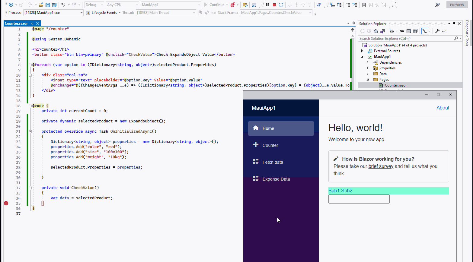 Blazor Hybrid Binding To Expando Objects Microsoft Qanda