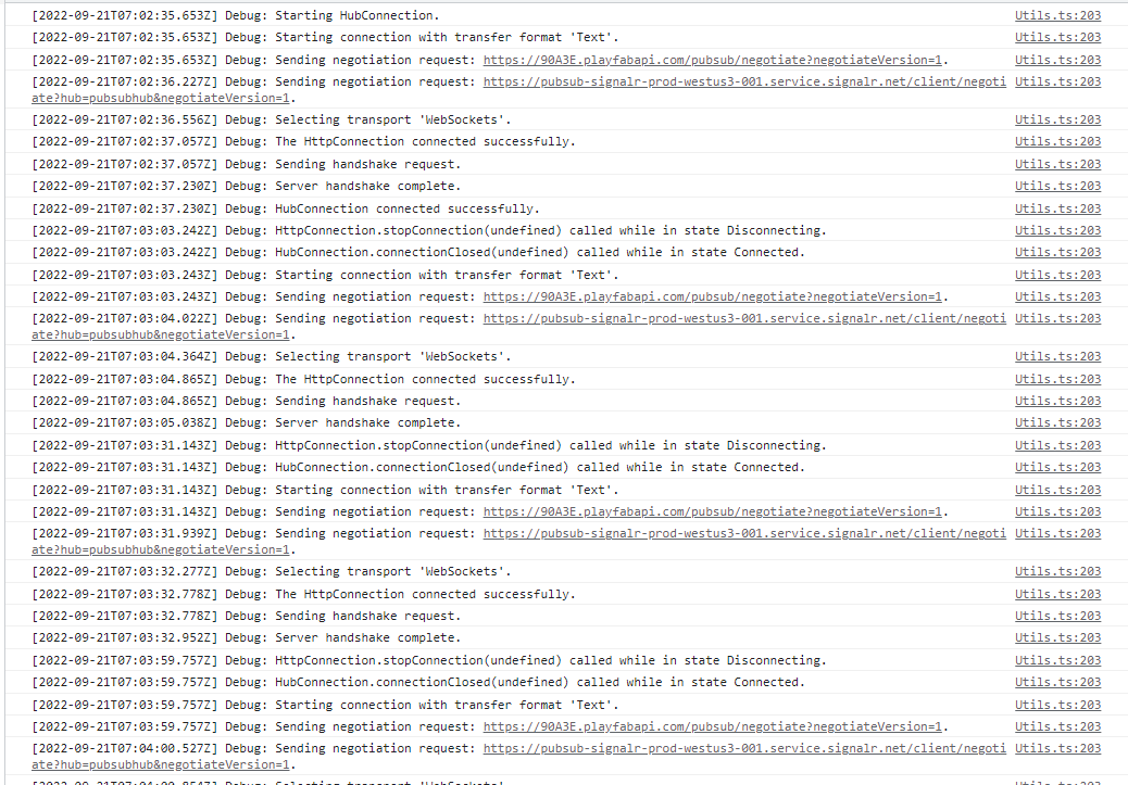 SignalR client receives Information: Connection disconnected from hub ... SignalR client receives Information: Connection disconnected from hub ...