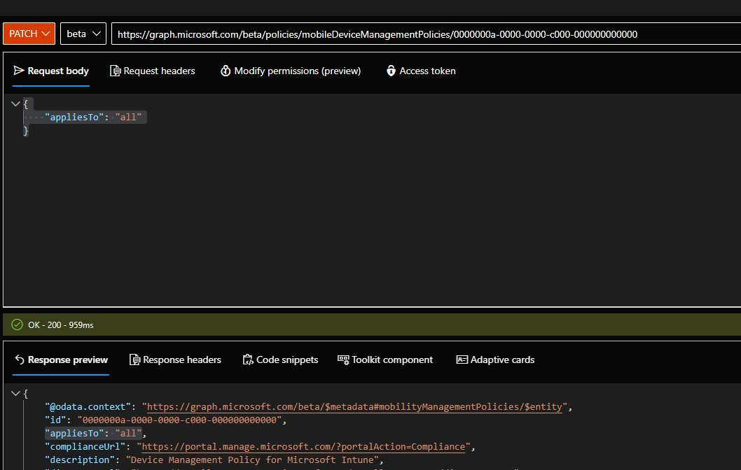 Aad Enable Intune Mdm Scope To All Users Using Powershell Microsoft Qanda 4005