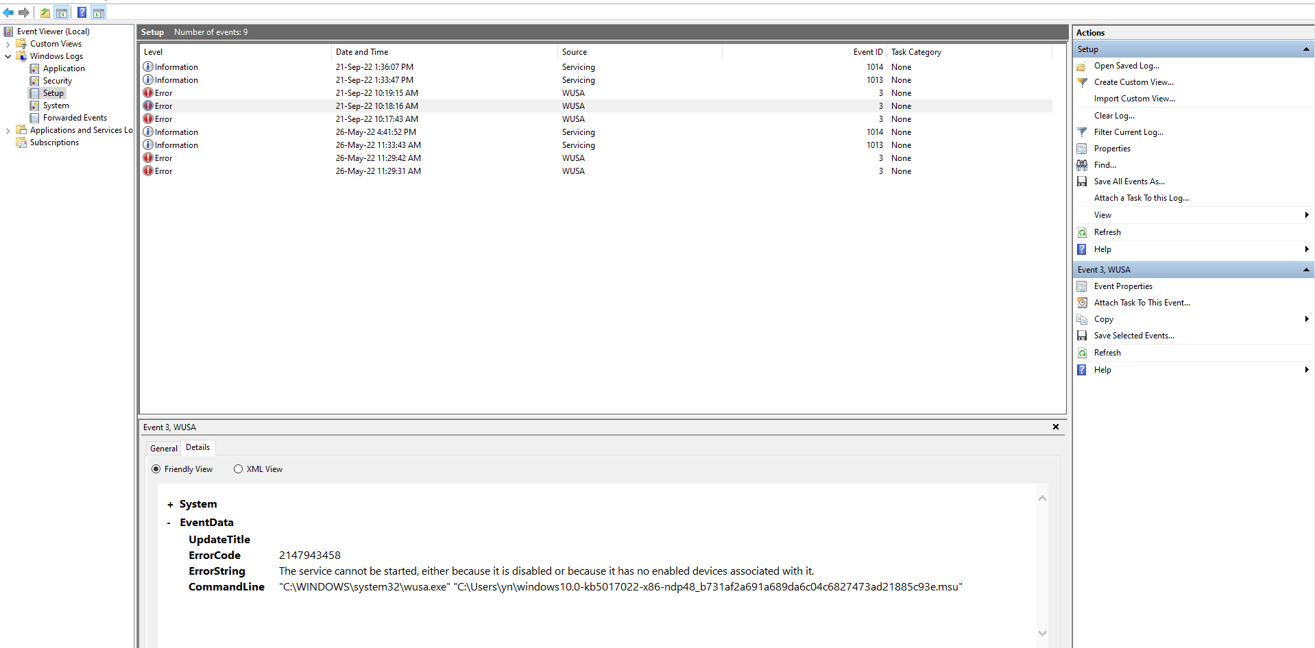 Windows Update issues / unable to start the services in any way / NEED ...