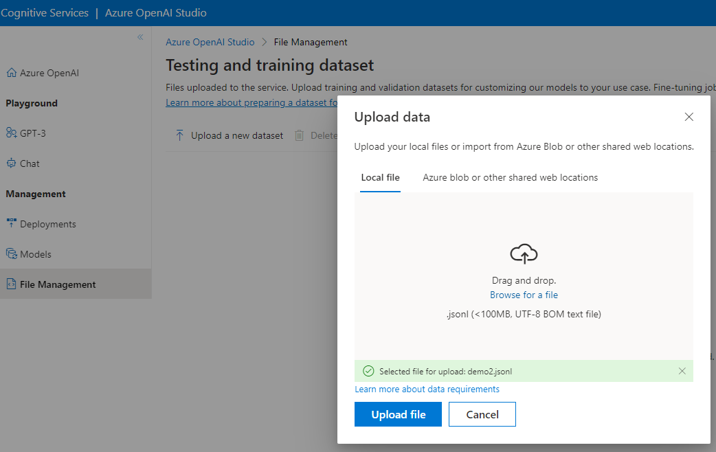 Openai Testing And Training Dataset Error Microsoft Qanda