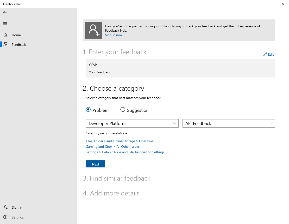 CFAPI Bug report - Microsoft Q&A