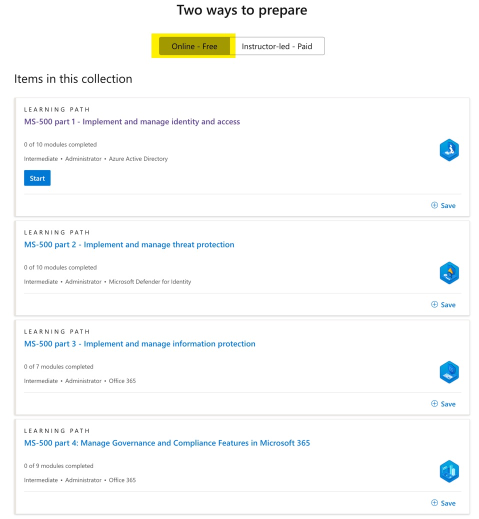 MS-500 course and trials - Microsoft Q&A