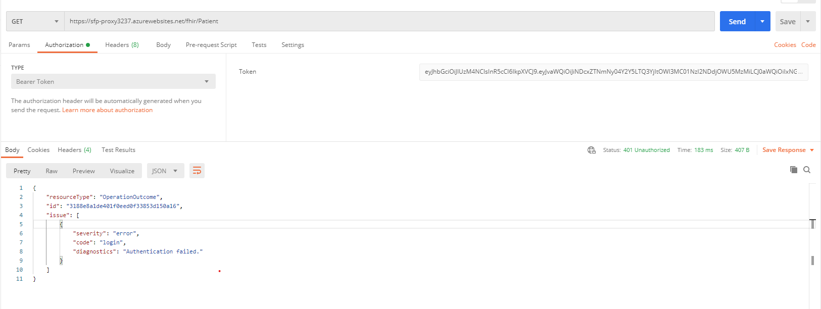 Azure Fhir Proxy Using Postman 401 Authentication Failed Microsoft Qanda