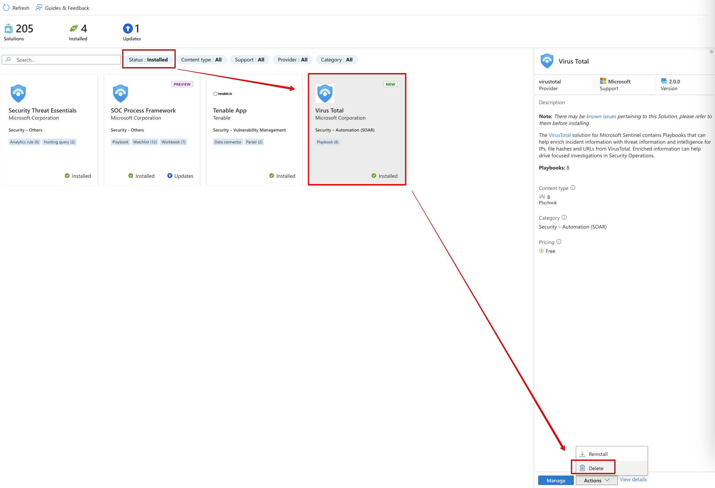 Microsoft Sentinel - How to remove automation playbook templates ...