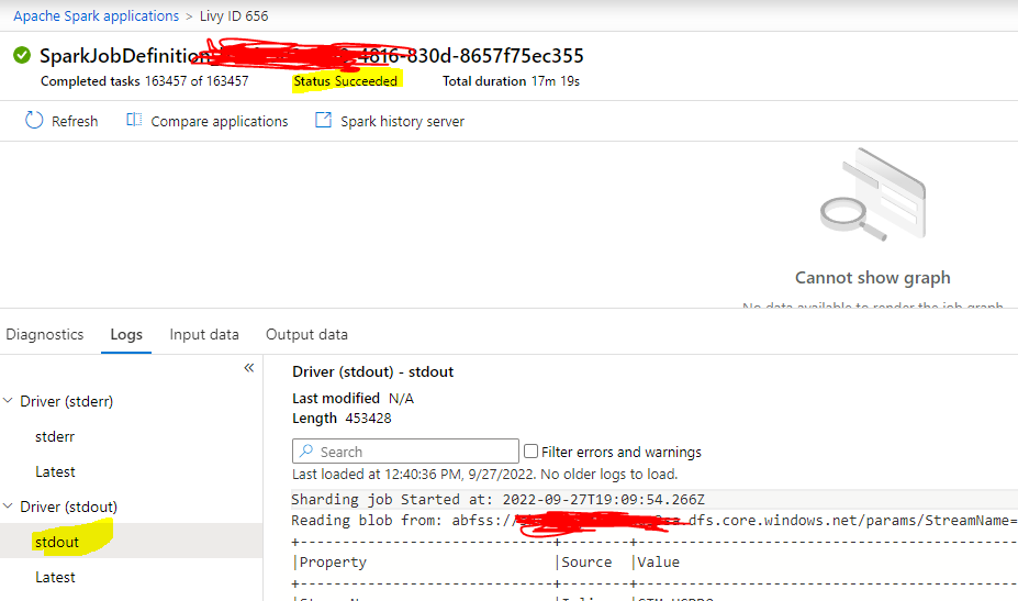 Unable to see Stdout logs when the Synapse Spark Job is running - Microsoft Q&A