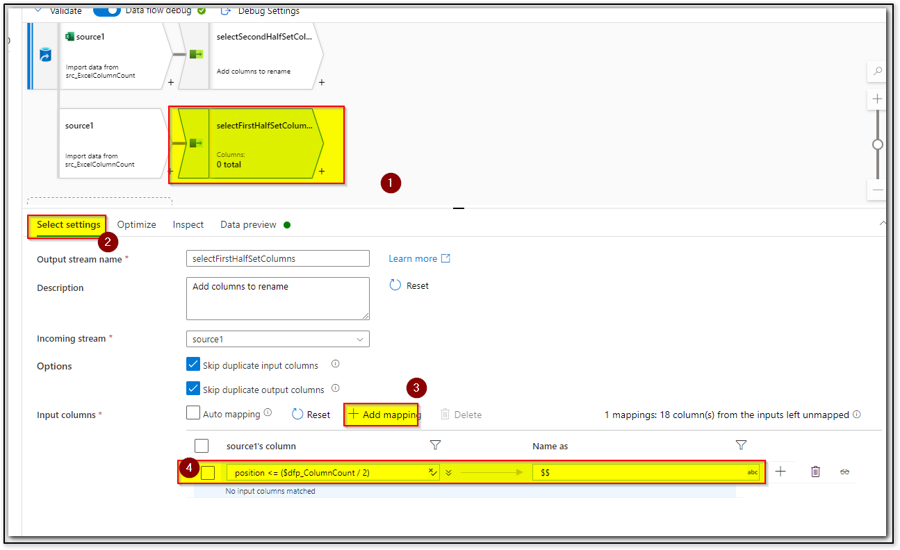 How can I, based on a ratio, split vertically a stream with a large number of columns using ...