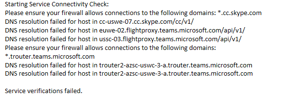 Microsoft Teams Network assessment tool Testing Companion - DNS ...