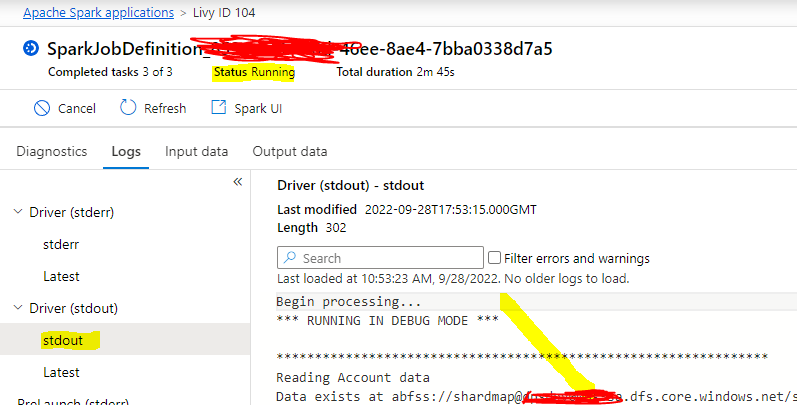 Unable To See Stdout Logs When The Synapse Spark Job Is Running Microsoft Qanda