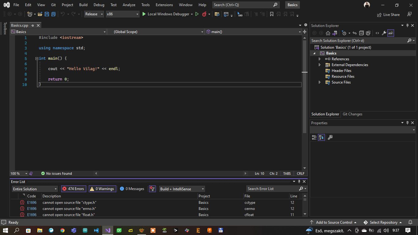 Balnk project C++ error - Microsoft Q&A