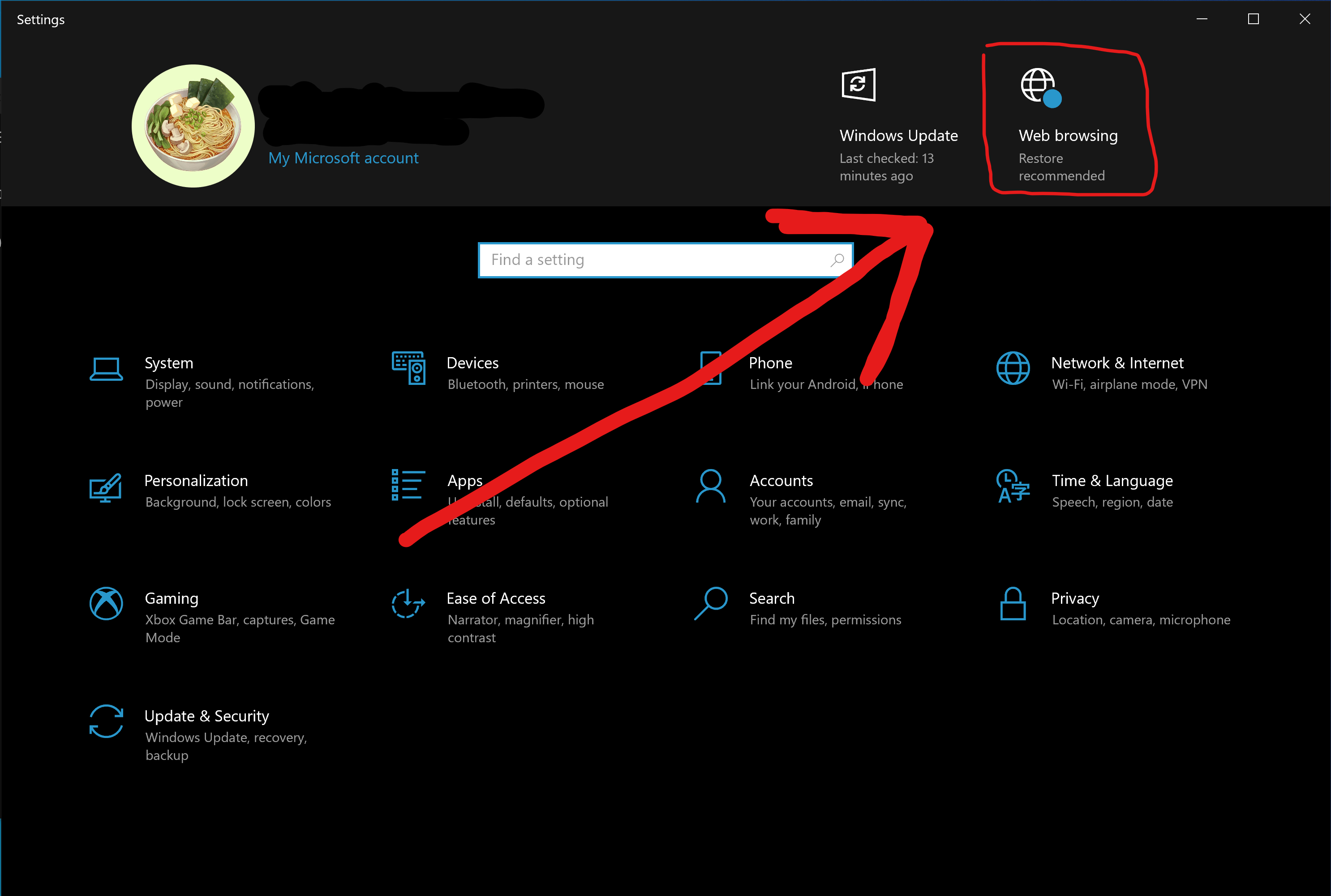 How to remove banner at the top of my setting? - Microsoft Q&A