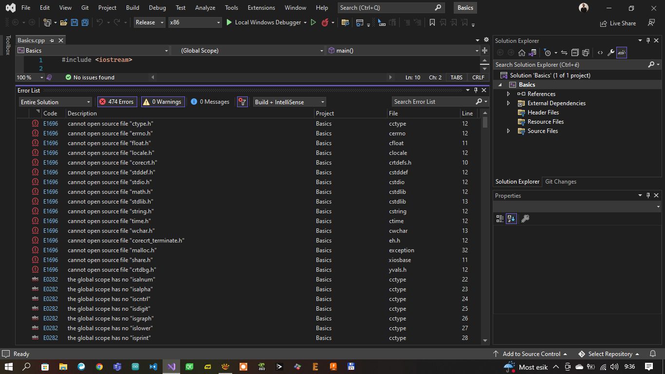 Balnk project C++ error - Microsoft Q&A