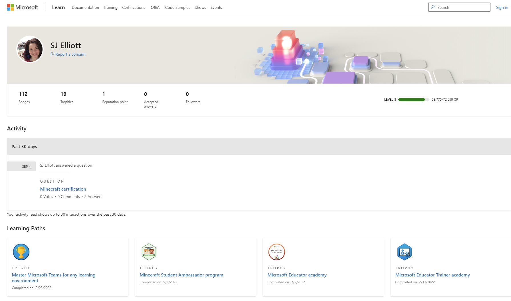 Learn Profile is blank - Microsoft Q&A