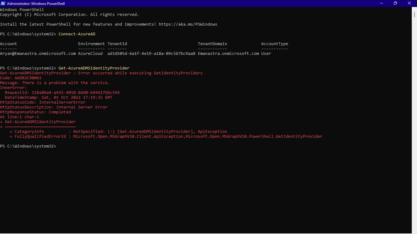 Error Occurred While Executing Deleting Identity Providers Microsoft Qanda