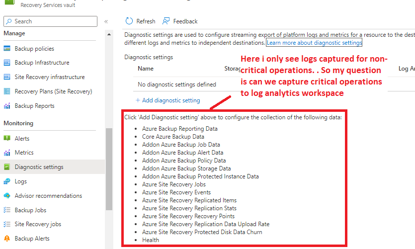 critical operations for azure recovery vault moved to log analytics ...