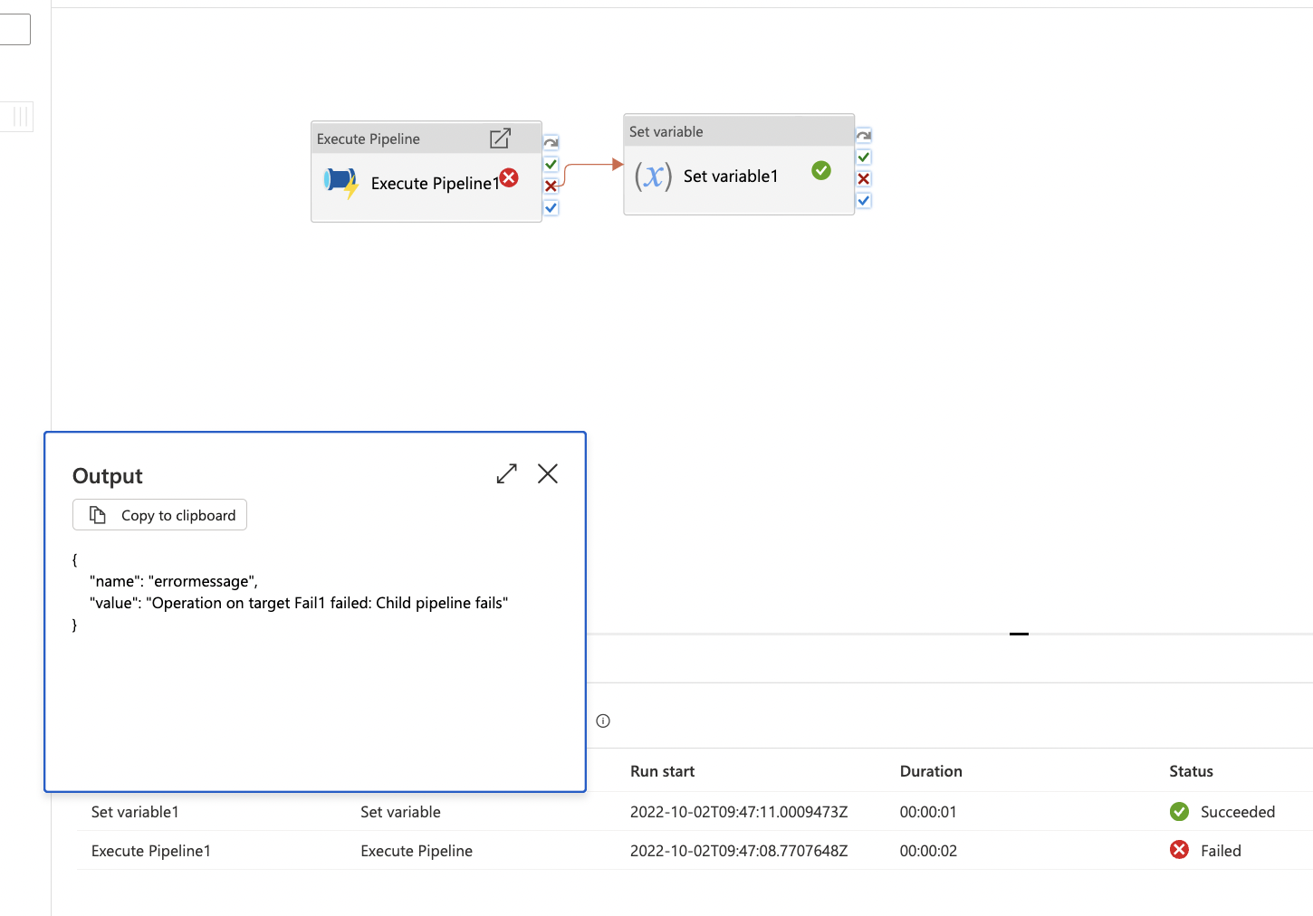 Saving The Output From A Execute Pipeline Activity To A Blob Storage Or A Sql Table In Adf