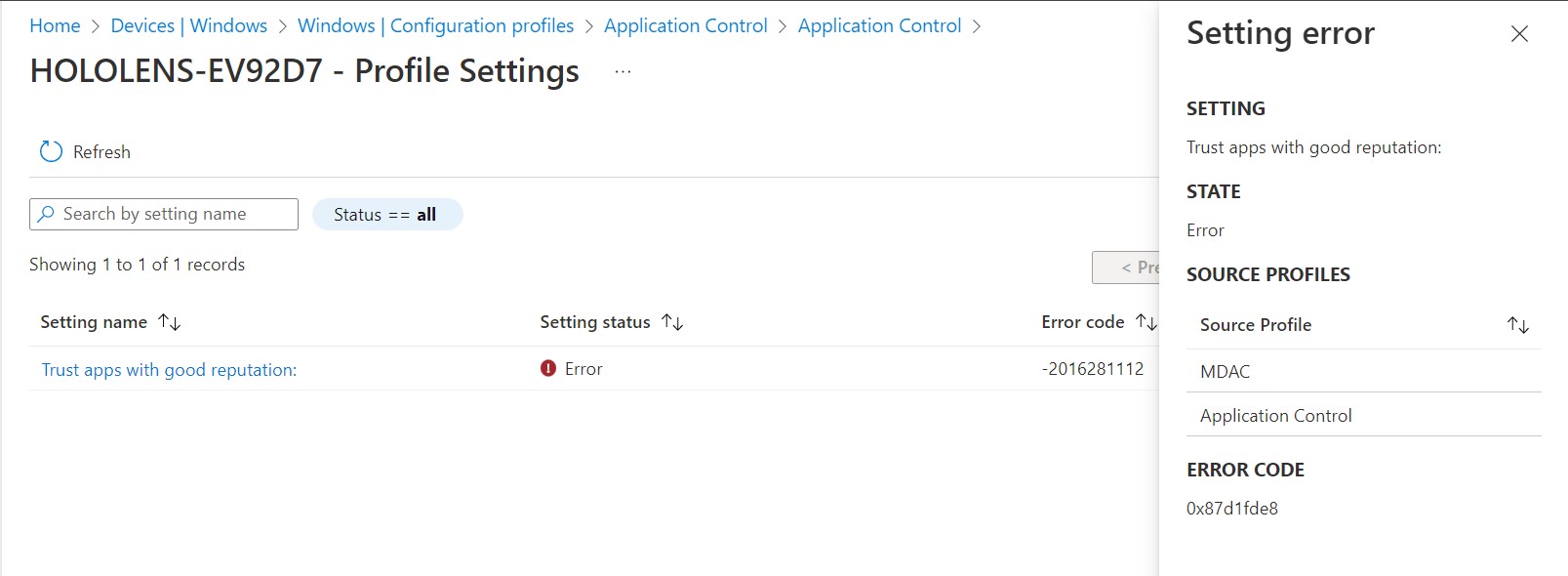 Hololens 2 configuration profile assignment error - Microsoft Q&A