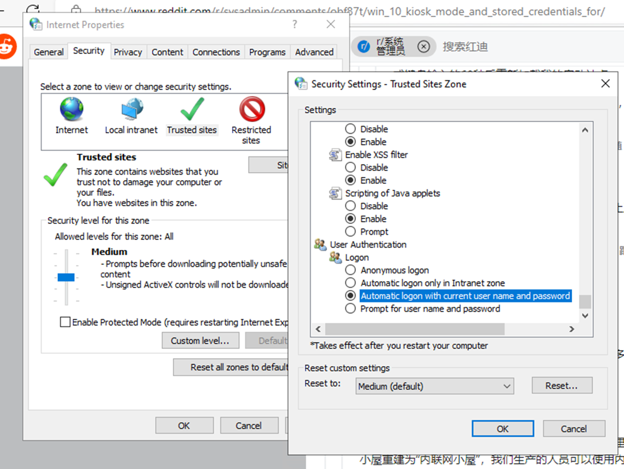 Kiosk mode and stored credentials - Microsoft Q&A