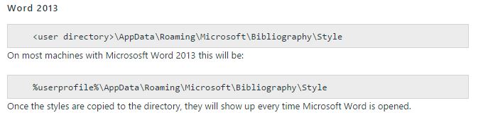Adding a BibWord style to MS Word 2015 - Can't find 'Bibliography ...