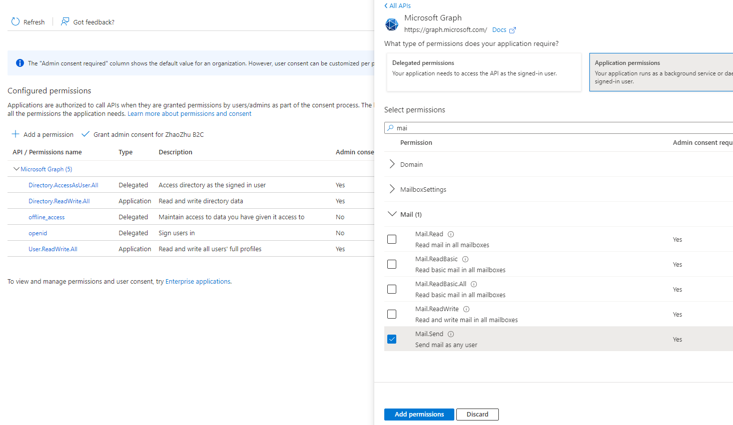 'Delegated' or 'Application' Graph API permissions for cron app - Microsoft Q&A