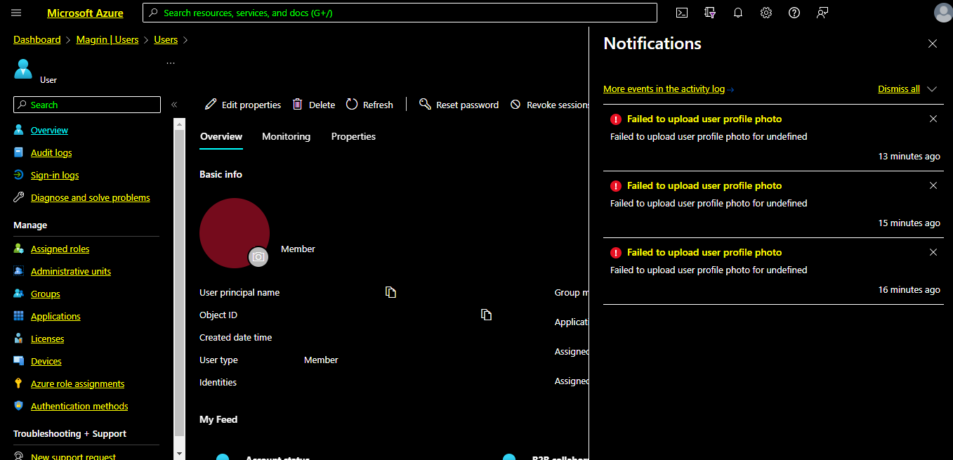 Azure AD, can't upload profile picture - Microsoft Q&A