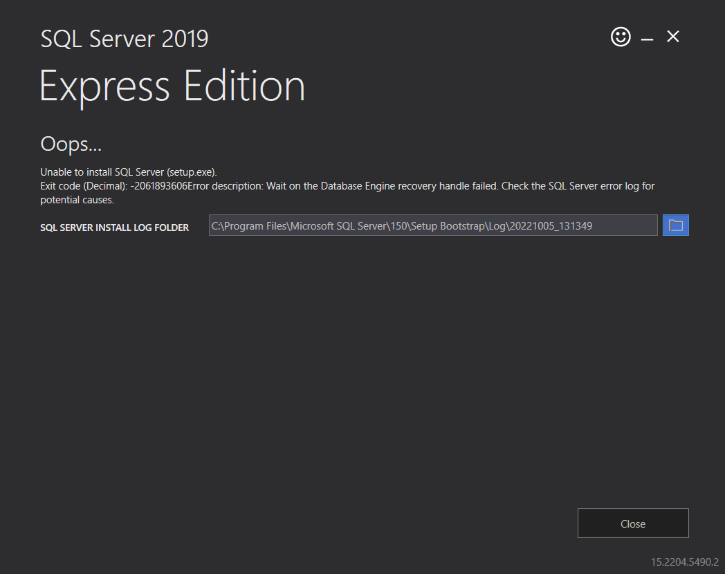 Unable To Install Sql Express 2019 On Windows 11 Error Code
