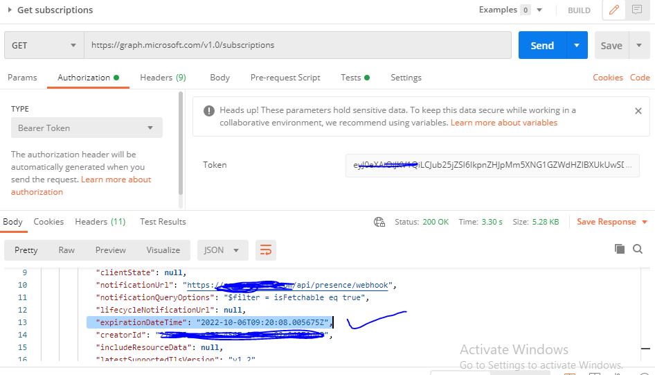 Facing Issue In Expriration Time Using Update Subscription Graph Api 3355