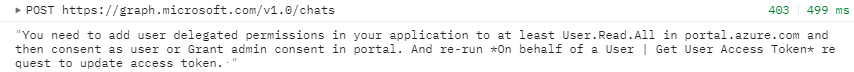 Got Follow Error When Using Graph Api Create Chat Failed To Get License Information For The 8729