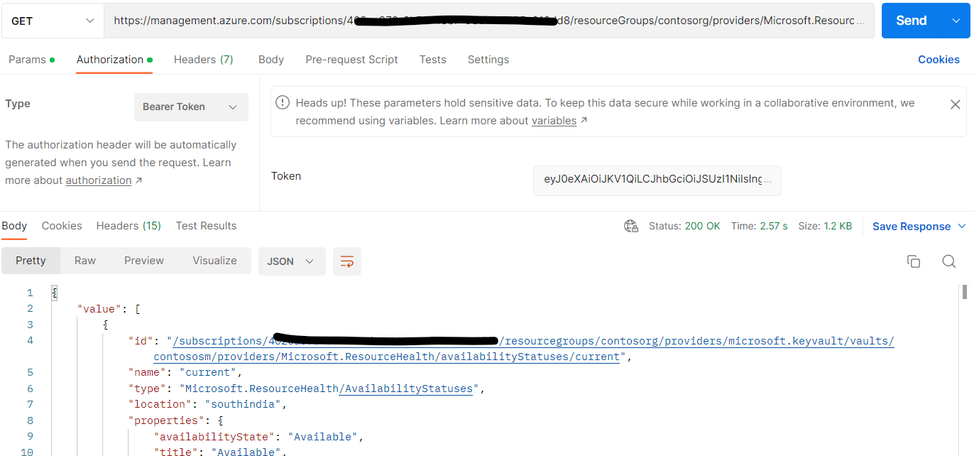 What role is needed for an application to read health check API ...