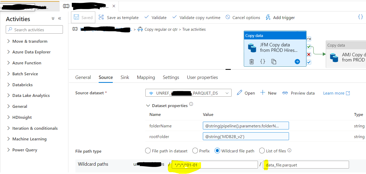 problem with setting up a wildcard in copy activity in ADF - Microsoft Q&A