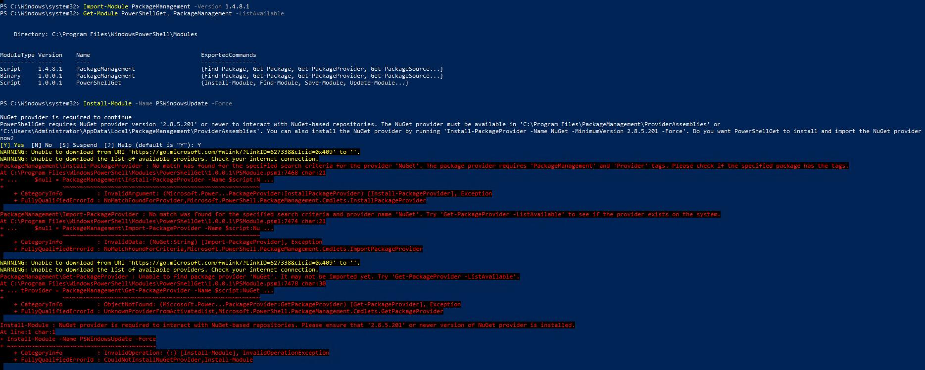 Pswindowsupdate Installation Issue Microsoft Qanda