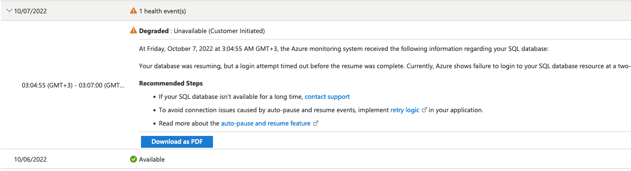 Serverless Azure Sql Creating Bogus Heath Event When Database Is