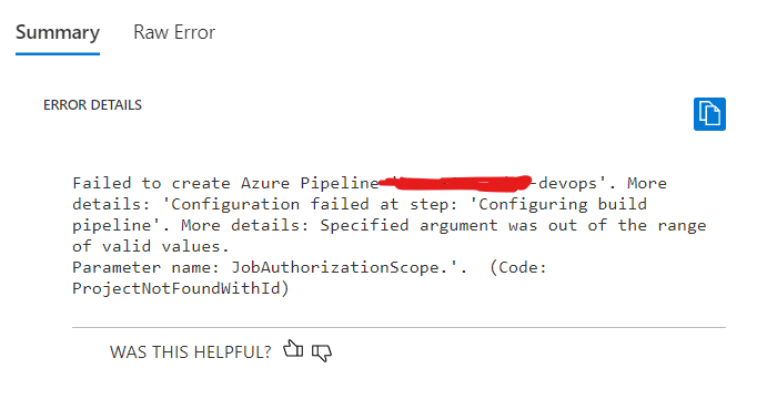 Azure Devops Starter Is Failing With Error Specified Argument Was Out Of The Range Of Valid