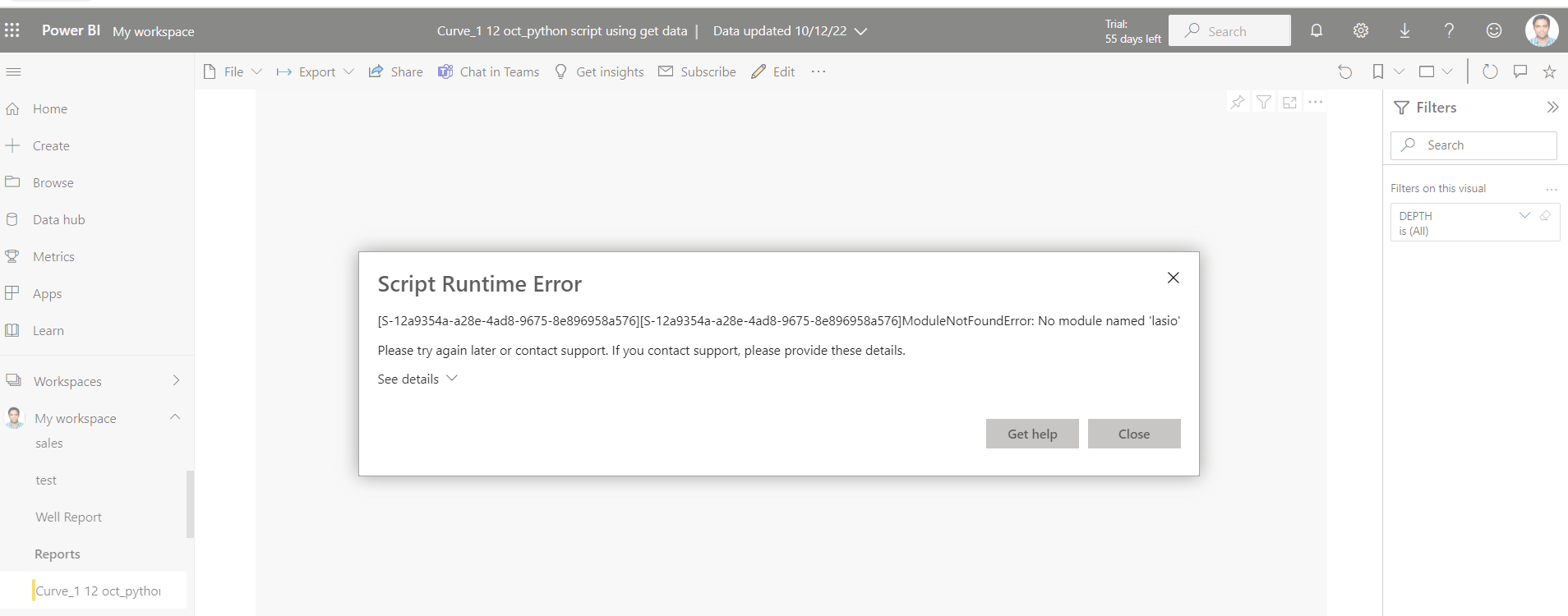 Lasio Library In Python Script In Power Bi Service Microsoft Qanda