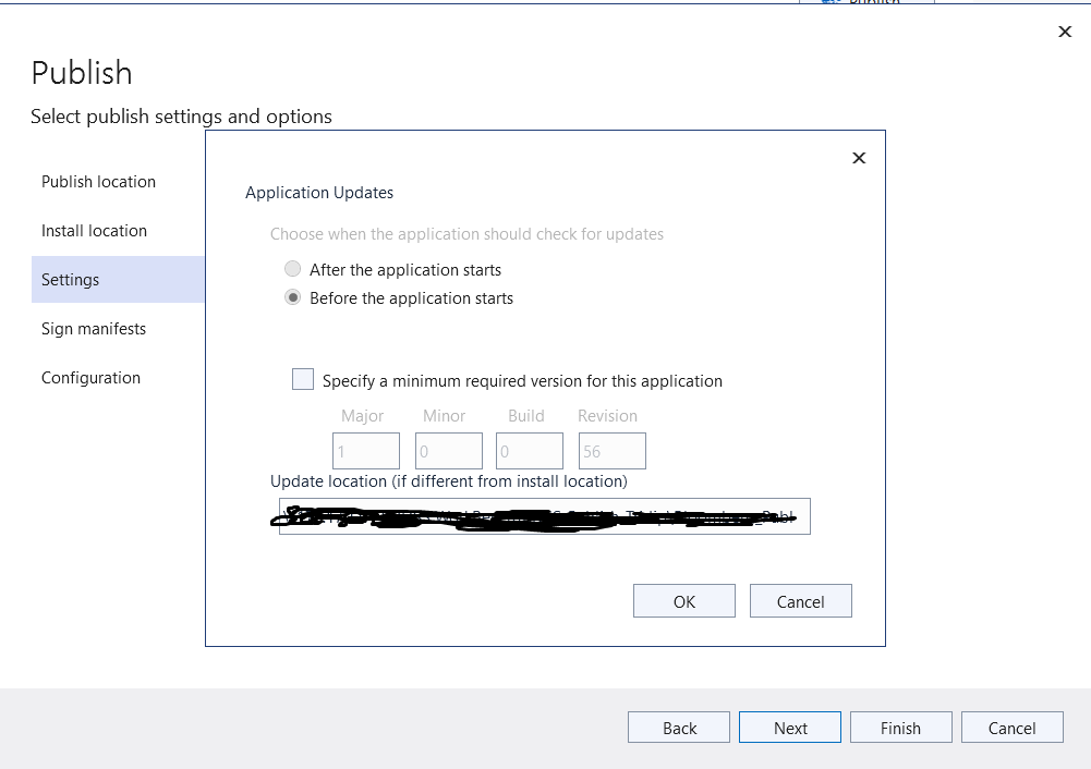 C# .net core 6 Click once publish: How to set publish location programmatically - Microsoft Q&A