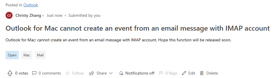 Create a meeting or appointment from an email in Outlook for Mac ...