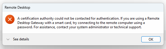 Azure Vd Based Connection Failed To Connect A Certificate Authority Could Not Be Contacted