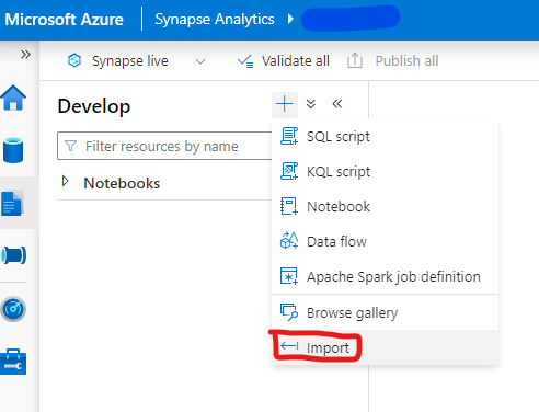 Synapse - Import is not working in the in the user interface workspace like the Rest api or ...