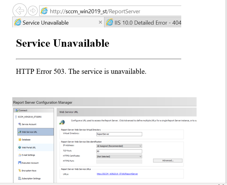 SCCM reporting service URL inaccesible - Microsoft Q&A