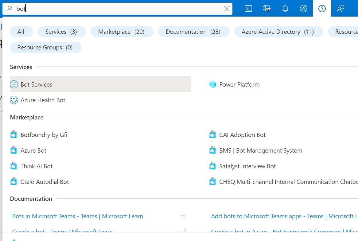 Unable to find Azure Bot in catalog search. Is it deprecated ... Unable to find Azure Bot in catalog search. Is it deprecated ...