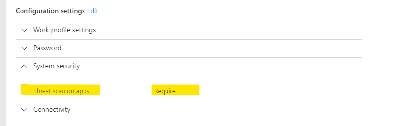 how to verified and checked the "threat scan on apps "setting in intune ...