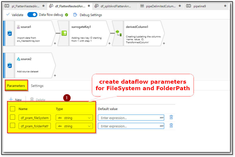 Adf Inline Dataset Parameterization Of Folderpath Microsoft Qanda