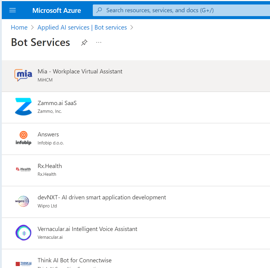 Unable to find Azure Bot in catalog search. Is it deprecated ... Unable to find Azure Bot in catalog search. Is it deprecated ...