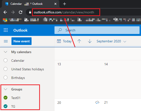 Group calendar embedded in Teams opens personal calendar, not group ...