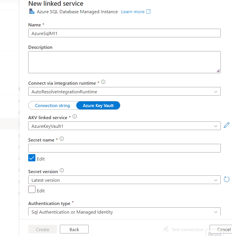 Azure Data Factory Parameterize Azure Key Vault Secret Name Microsoft Qanda