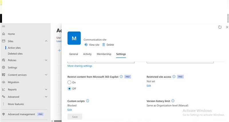Unable to allow custom scripts for SharePoint site in admin tenant - Microsoft Q&A